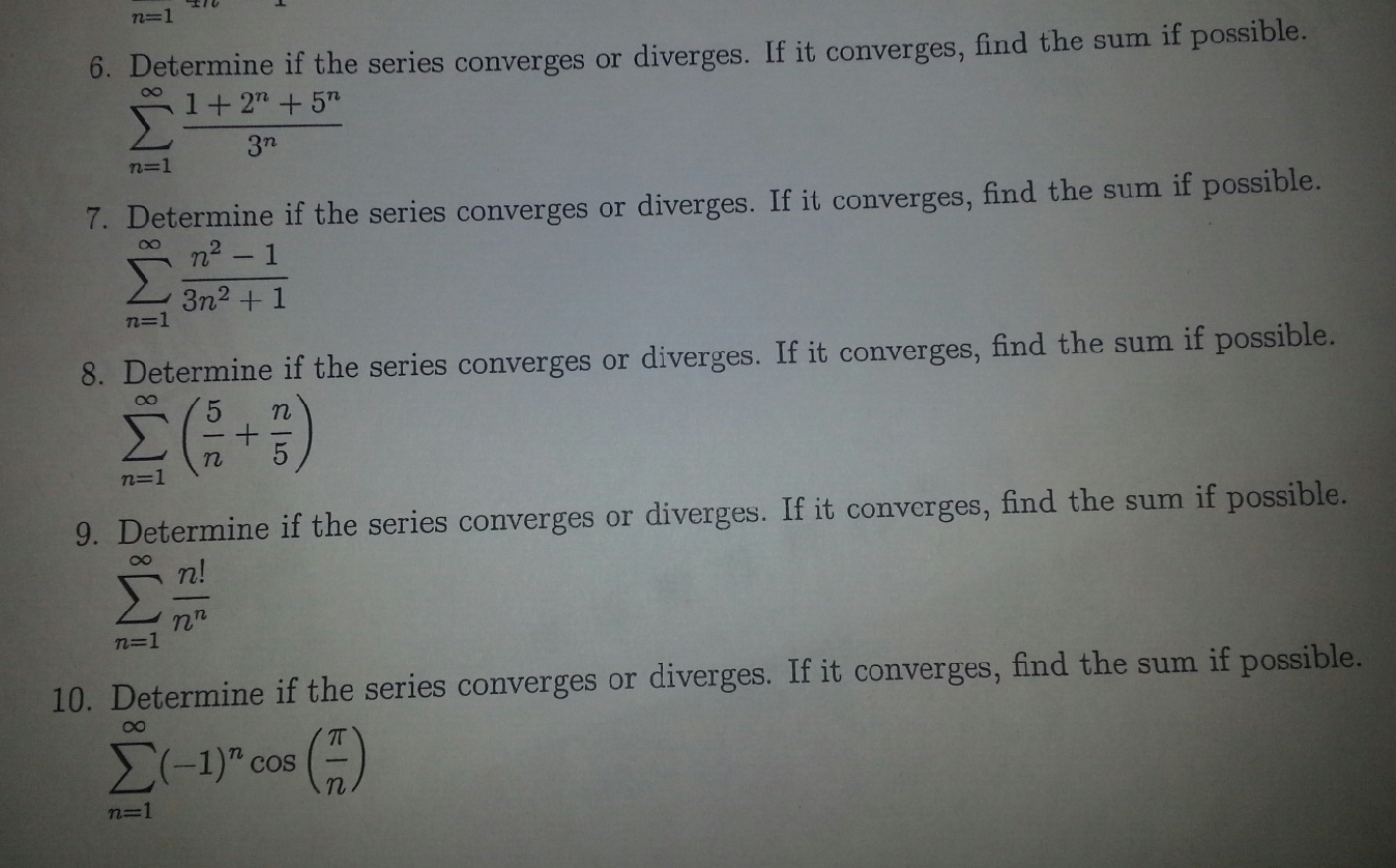 Solved 6. Determine if the series converges or diverges. If | Chegg.com