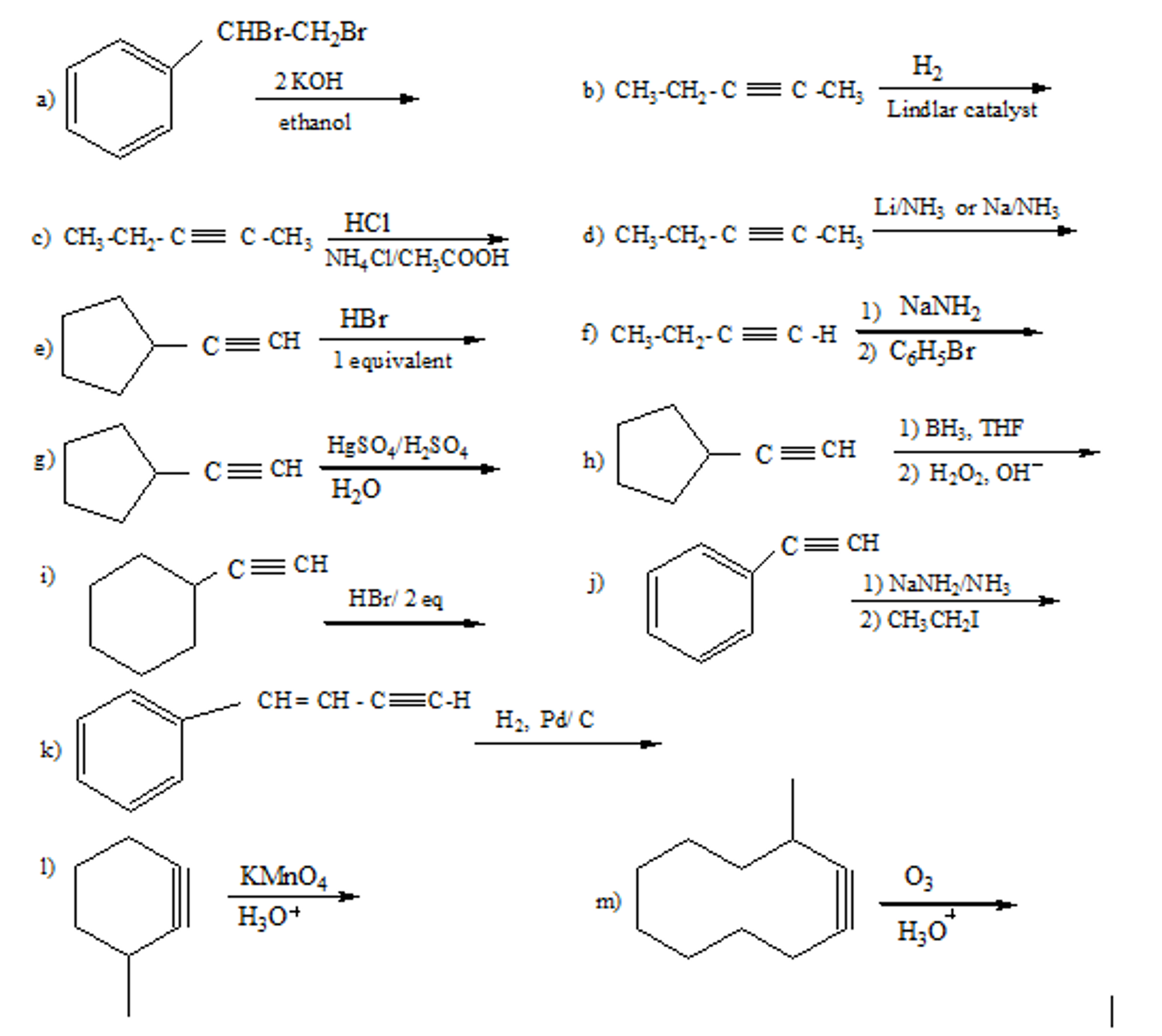 Solved CHBr-CH,Br 2 KOH Lindlar catalyst ethanol LiNHz or | Chegg.com