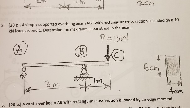 Solved 24m nan [20 p.] A simply supported overhung beam ABC | Chegg.com