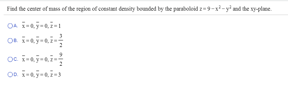 Solved Find the center of mass of the region of constant | Chegg.com