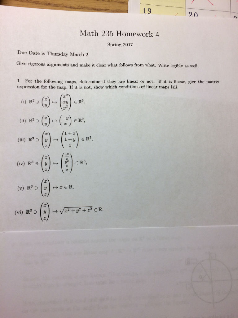 Solved For the following maps, determine if they are linear | Chegg.com