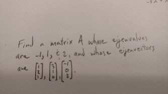 Solved Find a matrix A whose eigenvalues are -1, 1, 2, and | Chegg.com
