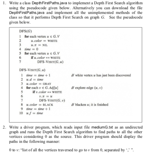 Solved 1. Write a class DepthFirstPaths.java to implement a | Chegg.com Solved 1. Write a class DepthFirstPaths.java to implement a | Chegg.com