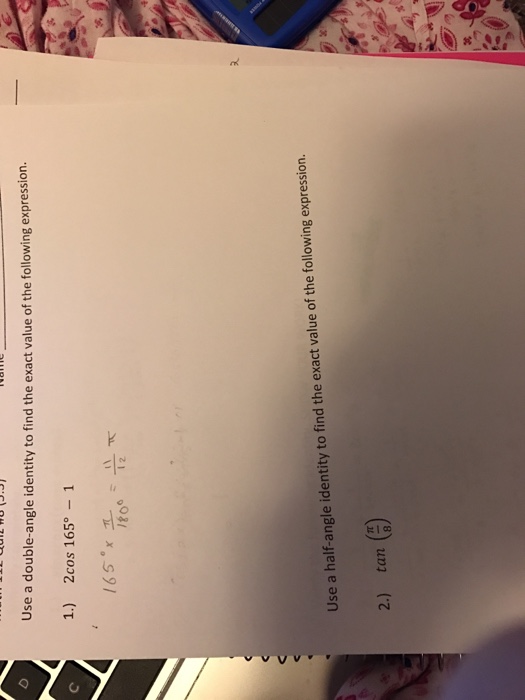 Solved Use a double-angle identity to find the exact value | Chegg.com