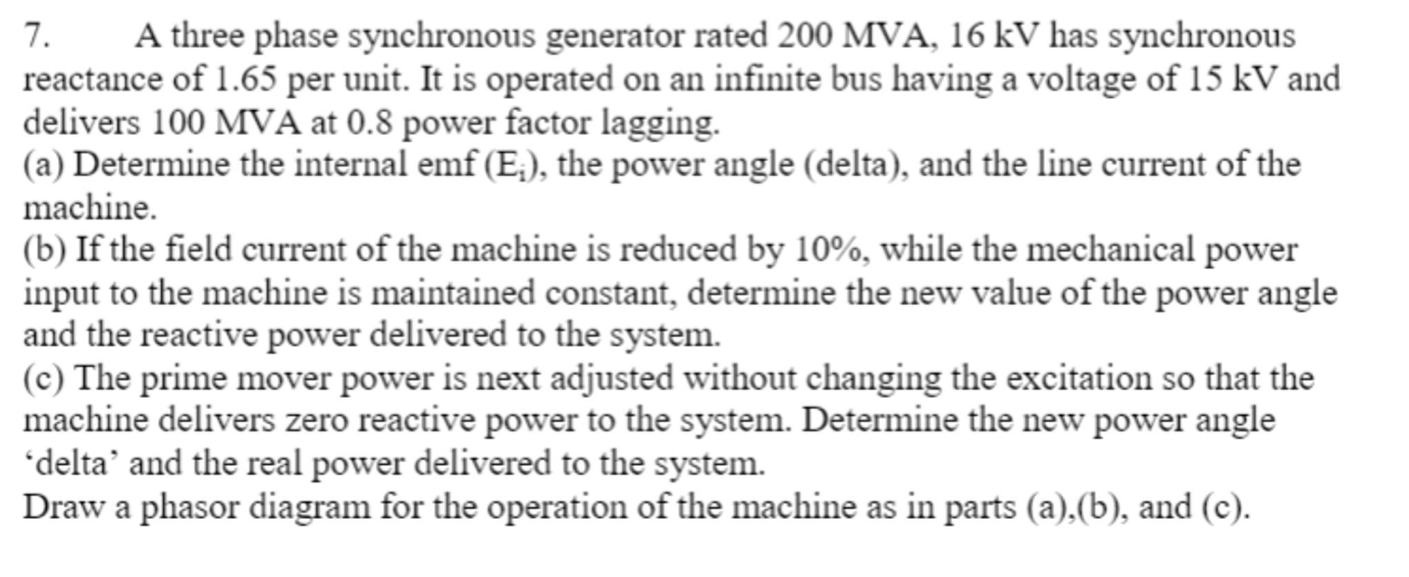 Solved A three phase synchronous generator rated 200 MVA, 16 | Chegg.com