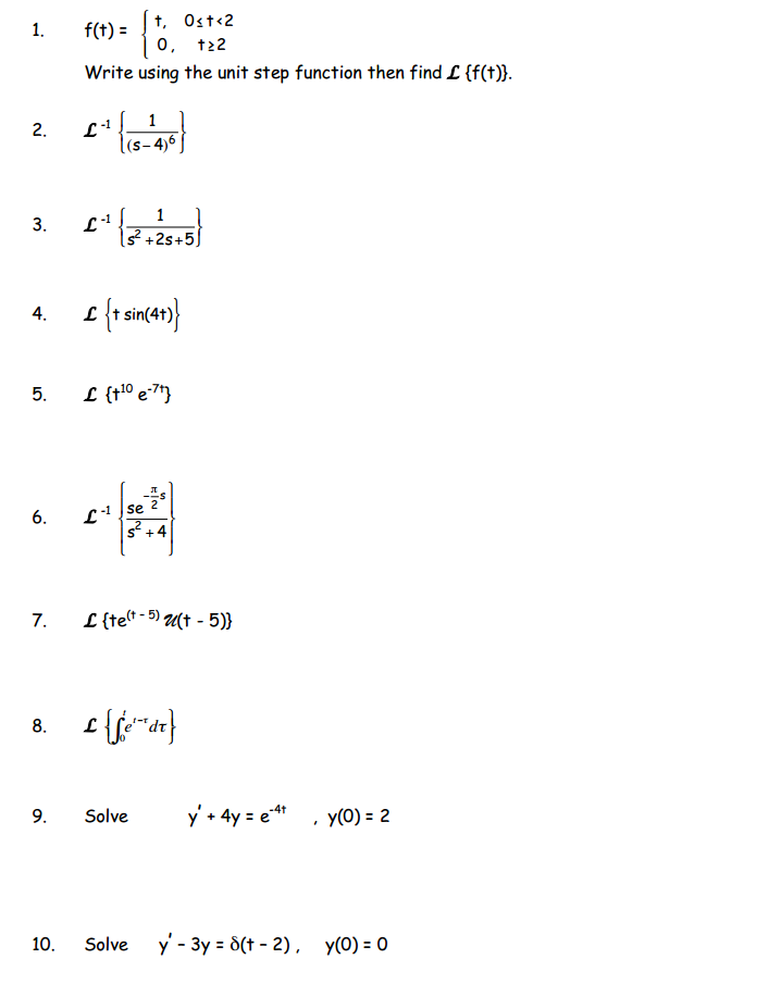 Solved: F(t) = Write Using The Unit Step Function Then Fin... | Chegg.com