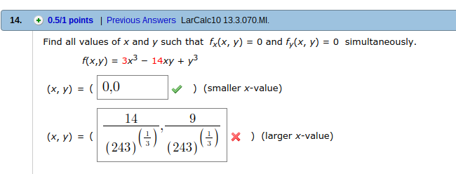 Solved Find all values of x and y such that f_x(x, y) = 0 | Chegg.com