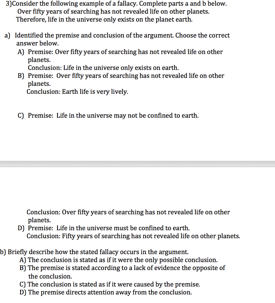 Solved 3)Consider the following example of a fallacy. | Chegg.com
