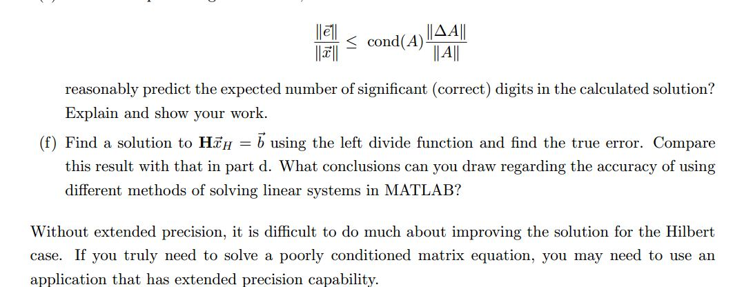 Solved 1. Enter MATLAB and set the format long e. This way | Chegg.com