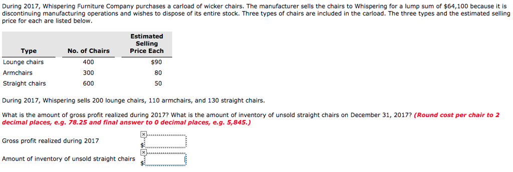 Solved During 2017, Whispering Furniture Company purchases a | Chegg.com
