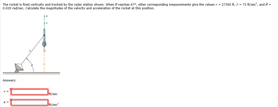 Solved The rocket is fired vertically and tracked by the | Chegg.com