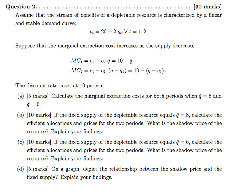 Solved Assume that the stream of benefits of a depletable | Chegg.com