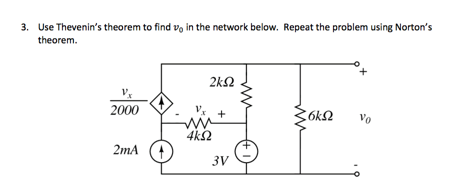 Solved Use Thevenin's theorem to find v0 in the network | Chegg.com