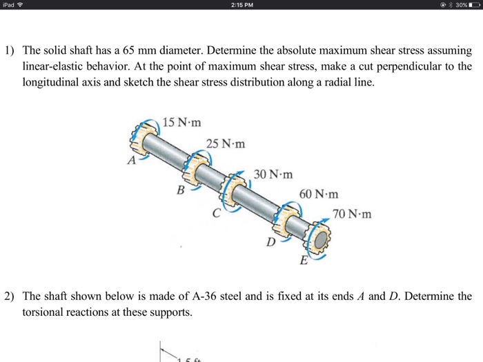 Solved The solid shaft has a 65 mm diameter. Determine the | Chegg.com