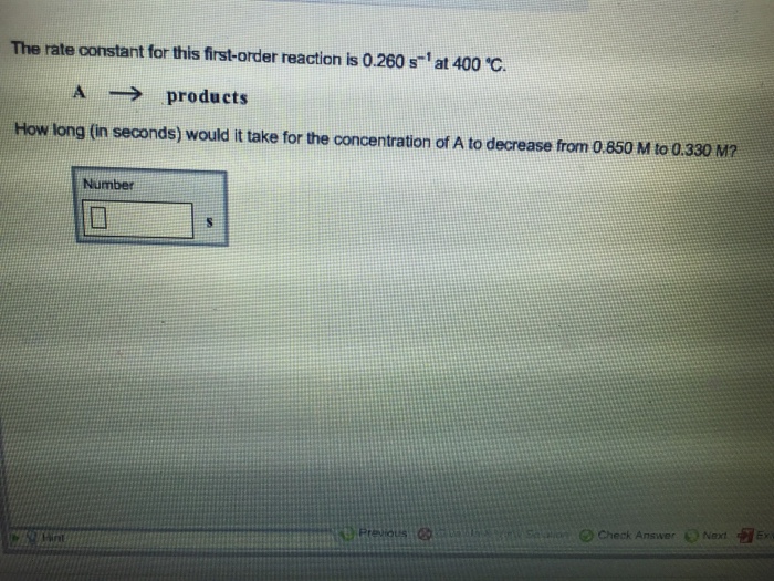 Solved The rate constant for this first-order reaction Is 0. | Chegg.com