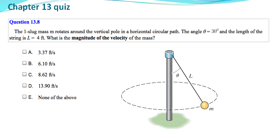 Solved The 1-slug mass m rotates around the vertical pole in | Chegg.com