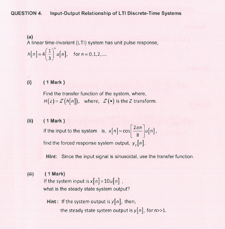 Solved A linear time-invariant (LTI) system has unit pulse | Chegg.com