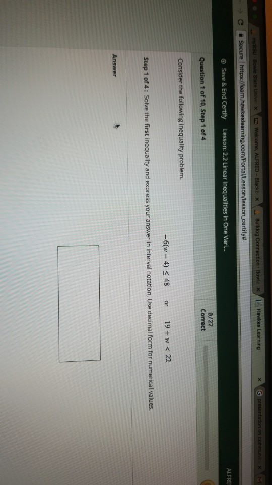 Solved ALFRED- Blackb X certify# o Save & End Certify | Chegg.com