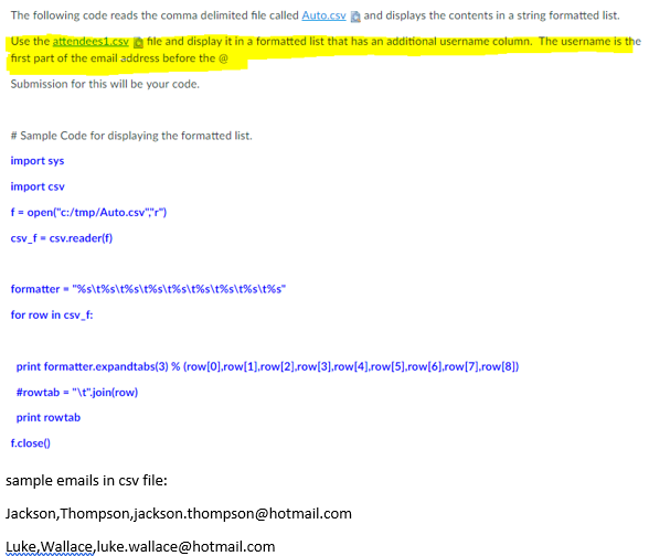 Solved The following code reads the comma delimited fhle | Chegg.com