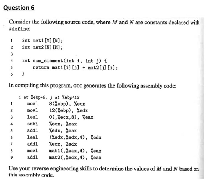 Consider The Following Source Code Where M And N Are