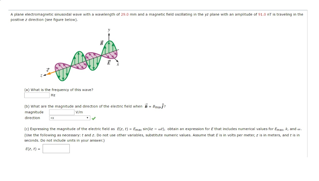 Solved A plane electromagnetic sinusoidal wave with a | Chegg.com