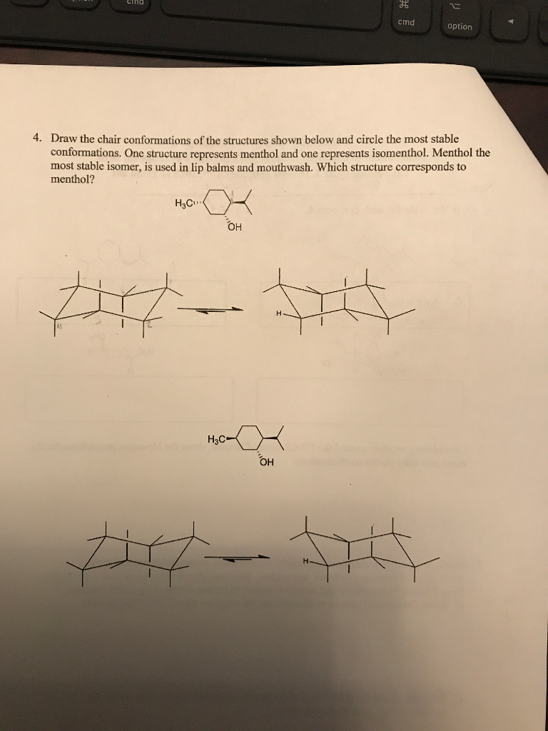 Solved cmd option 4. Draw the chair conformations of the | Chegg.com