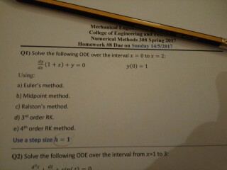 Solved Solve the following ODE over the interval x = 0 to x | Chegg.com