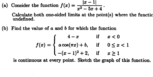Consider the function f(x) = |x - 1|/x2 - 5x - 4. | Chegg.com