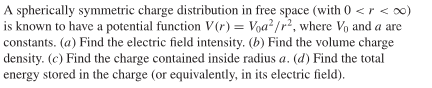 Solved A spherically symmetric charge distribution in free | Chegg.com