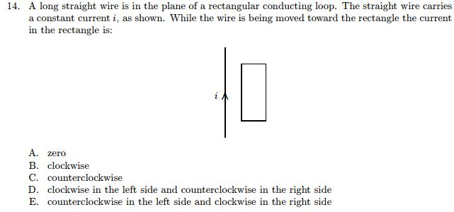 Solved A long straight wire is in the plane of a rectangular | Chegg.com