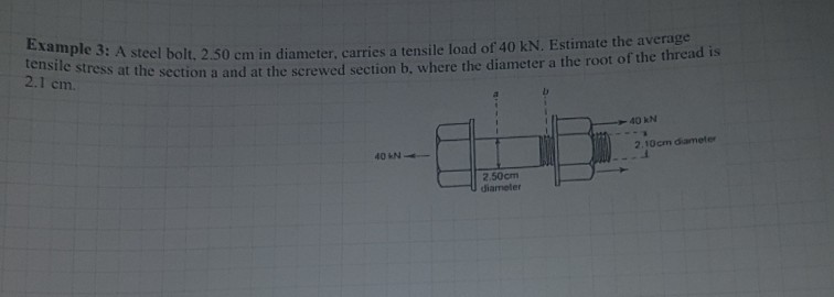 Solved Example 3: A steel bol tensile stress at the section | Chegg.com