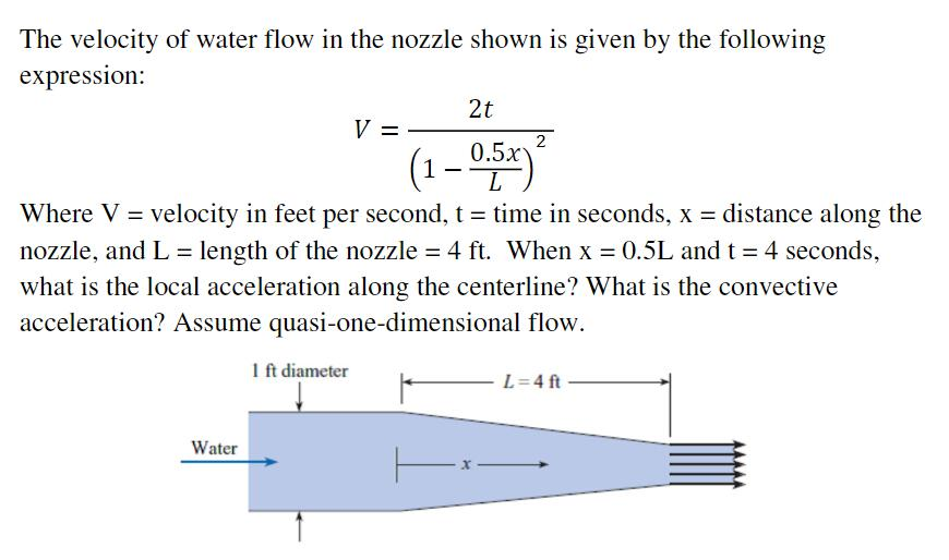 Solved The velocity of water flow in the nozzle shown is | Chegg.com