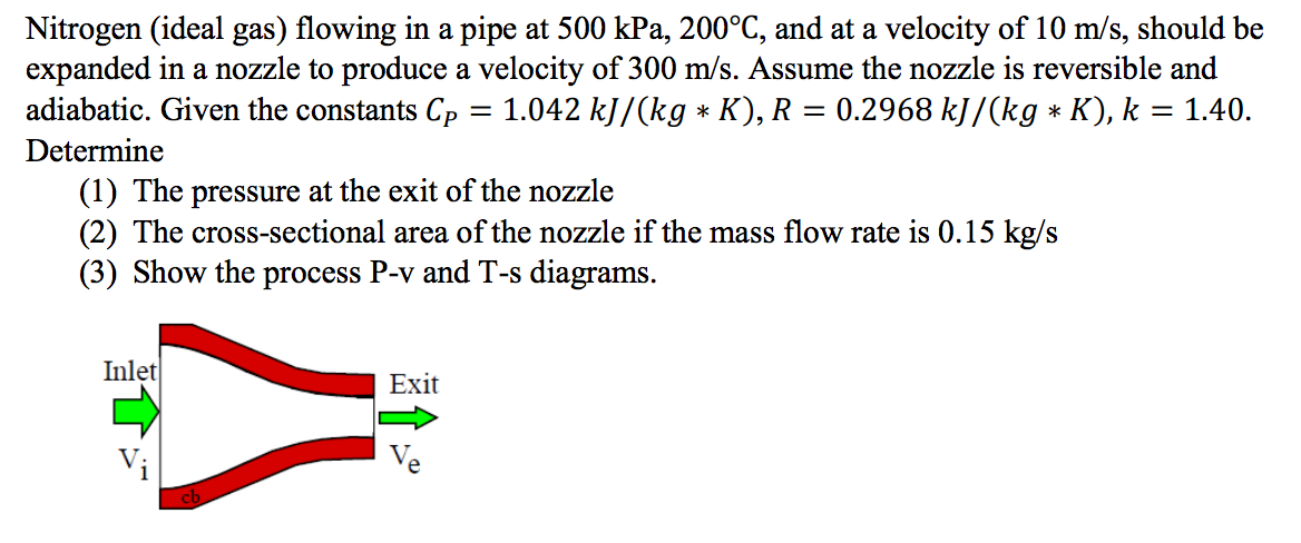 Solved Nitrogen (ideal gas) flowing in a pipe at 500 kPa, | Chegg.com