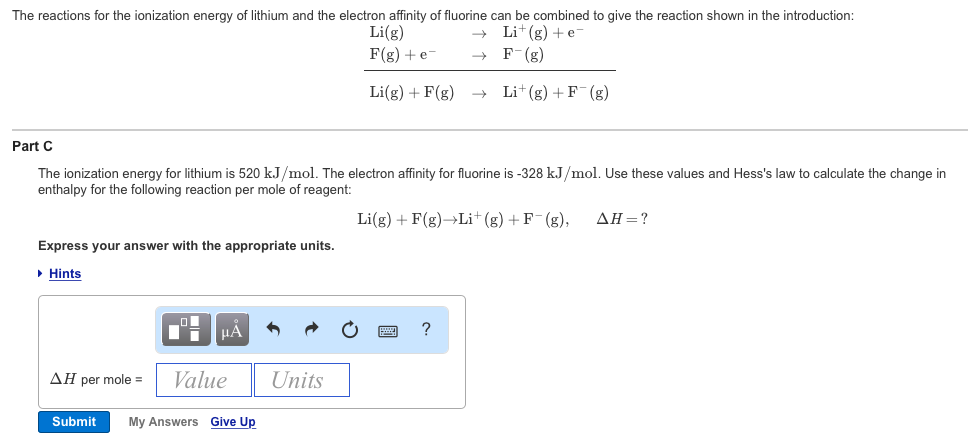 Solved The reactions for the ionization energy of lithium | Chegg.com