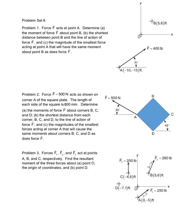 Problem Set 6 Problem 1. Force F acts at point A. | Chegg.com