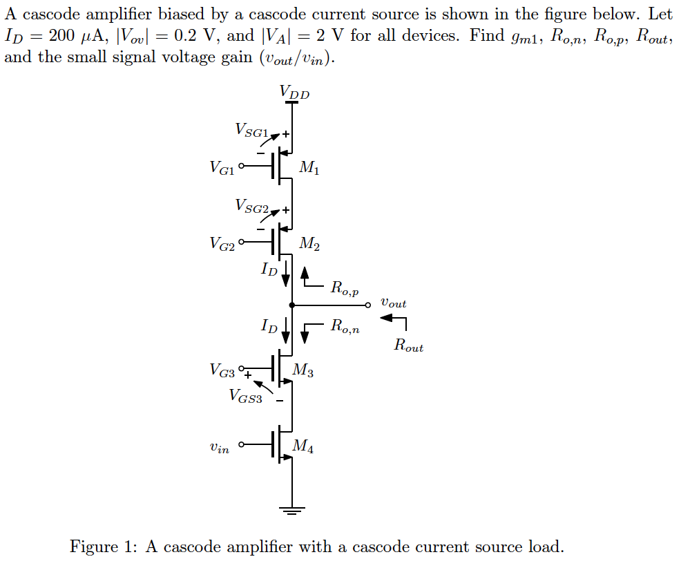 Solved A cascode amplifier biased by a cascode current | Chegg.com