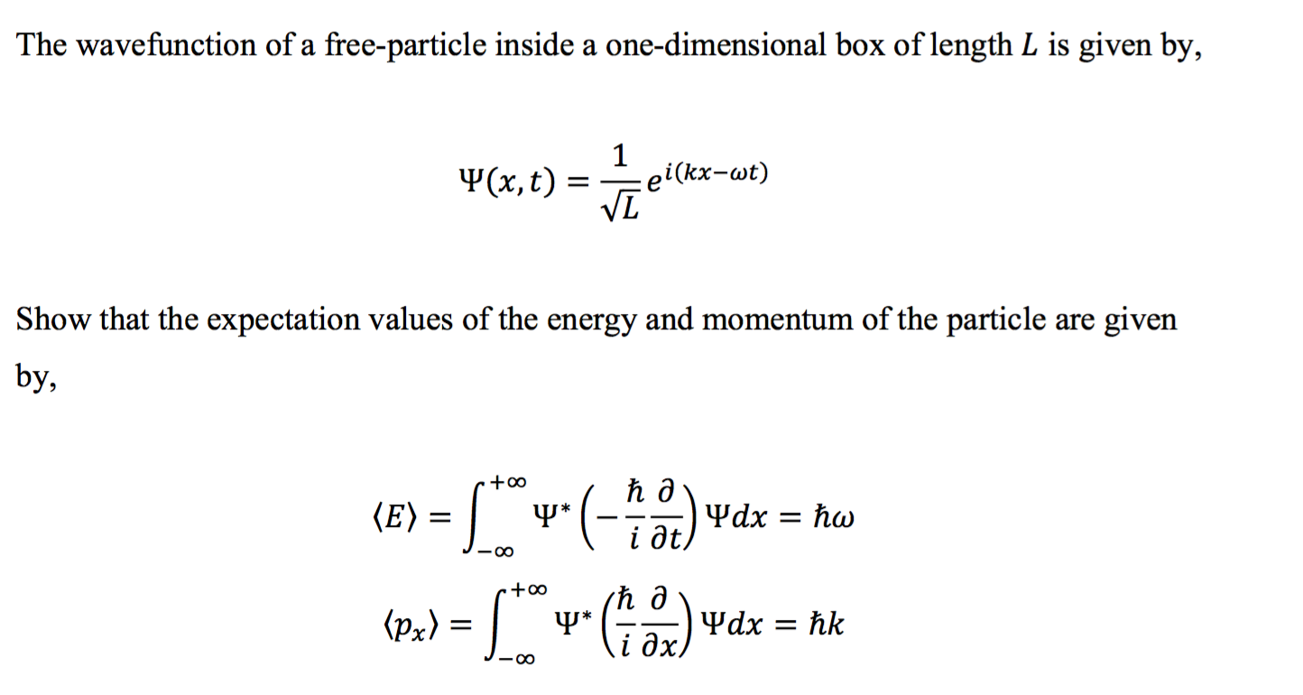 Solved The Wavefunction Of A Free Particle Inside A