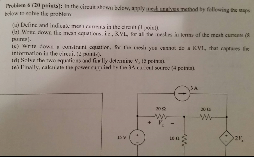 Solved In the circuit shown below, apply mesh analysis | Chegg.com