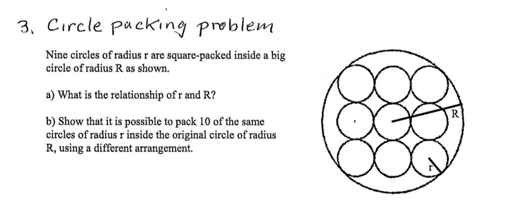 Solved 3, Circle packing problemm Nine circles of radius r | Chegg.com