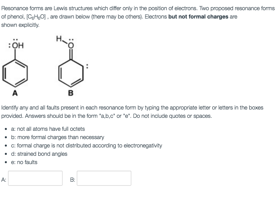 Solved Resonance forms are Lewis structures which differ | Chegg.com