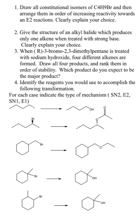 1. Draw all constitutional isomers of C4H9Br and then | Chegg.com
