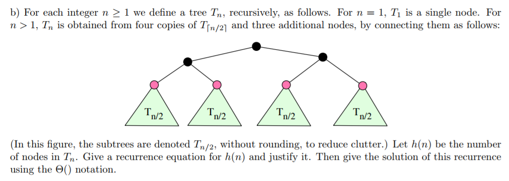 Solved b) For each integer n 2 1 we define a tree Tn, | Chegg.com