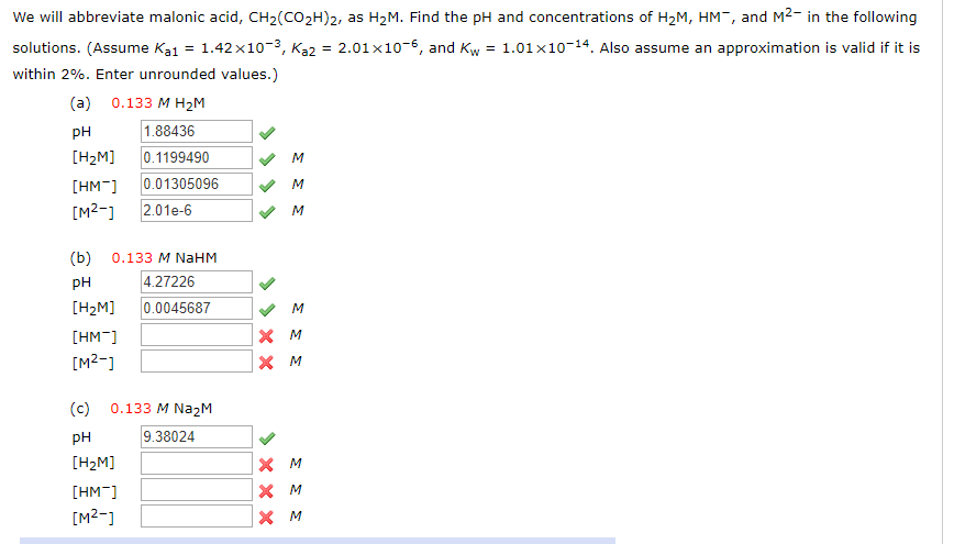 Solved We will abbreviate malonic acid, CH2(CO2H)2, as H2M. | Chegg.com