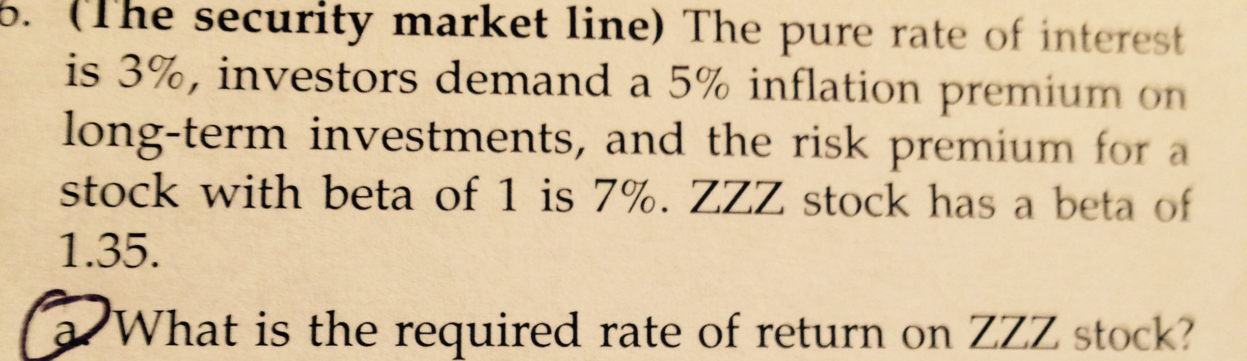 Solved b. (The security market line) The pure rate of | Chegg.com