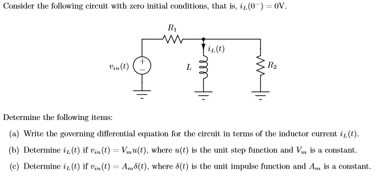 Solved: Consider The Following Circuit With Zero Initial C... | Chegg.com