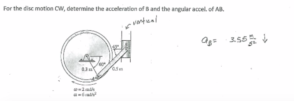 Solved For the disc motion CW, determine the acceleration of | Chegg.com