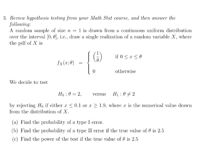 Solved Review Hypothesis Testing From Your Math Stat Course Chegg