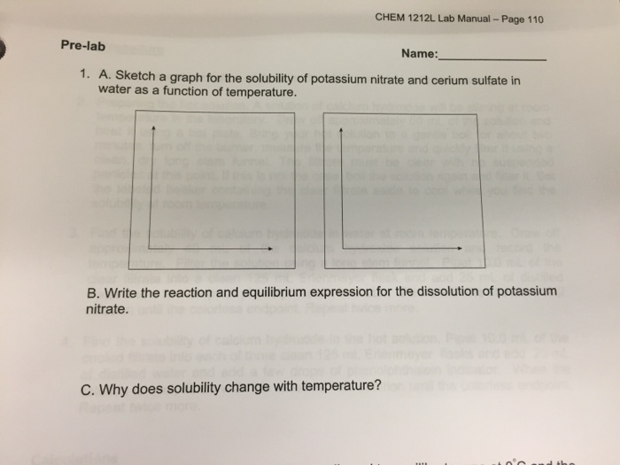 Solved A Sketch a graph for the solubility of potassium | Chegg.com