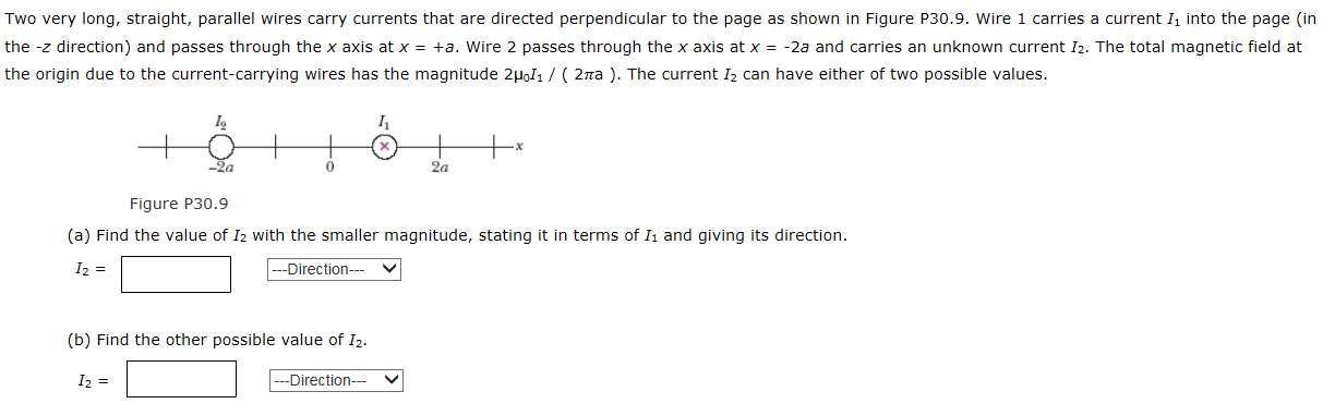 Solved Two very long, straight, parallel wires carry | Chegg.com