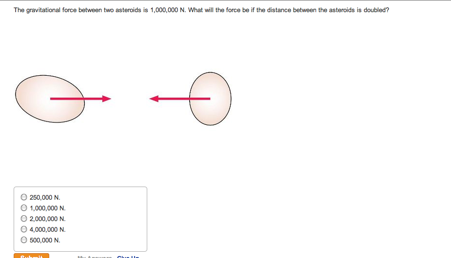 Solved The gravitational force between two asteroids is | Chegg.com
